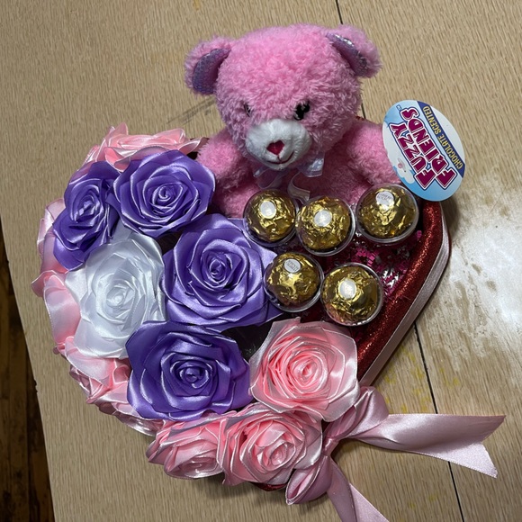 Other | Heart Gift Box Cute Teddy Bear Plush With Eternal Ribbon ...